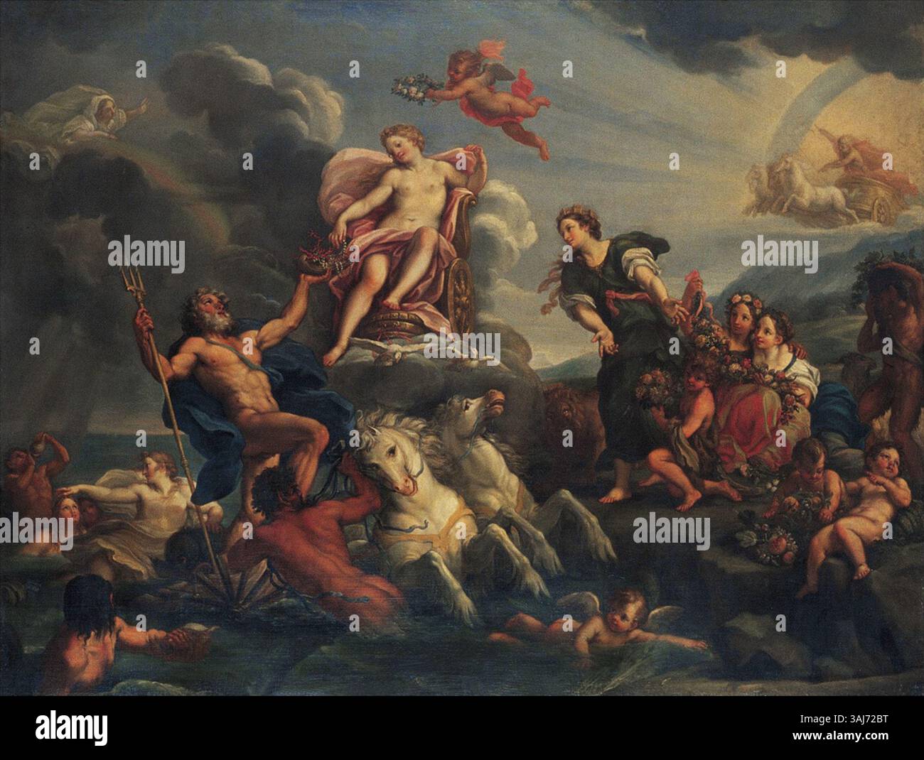 This oil painting, 'The Triumph of Venus' by Giuseppe Bartolomeo Chiari ...