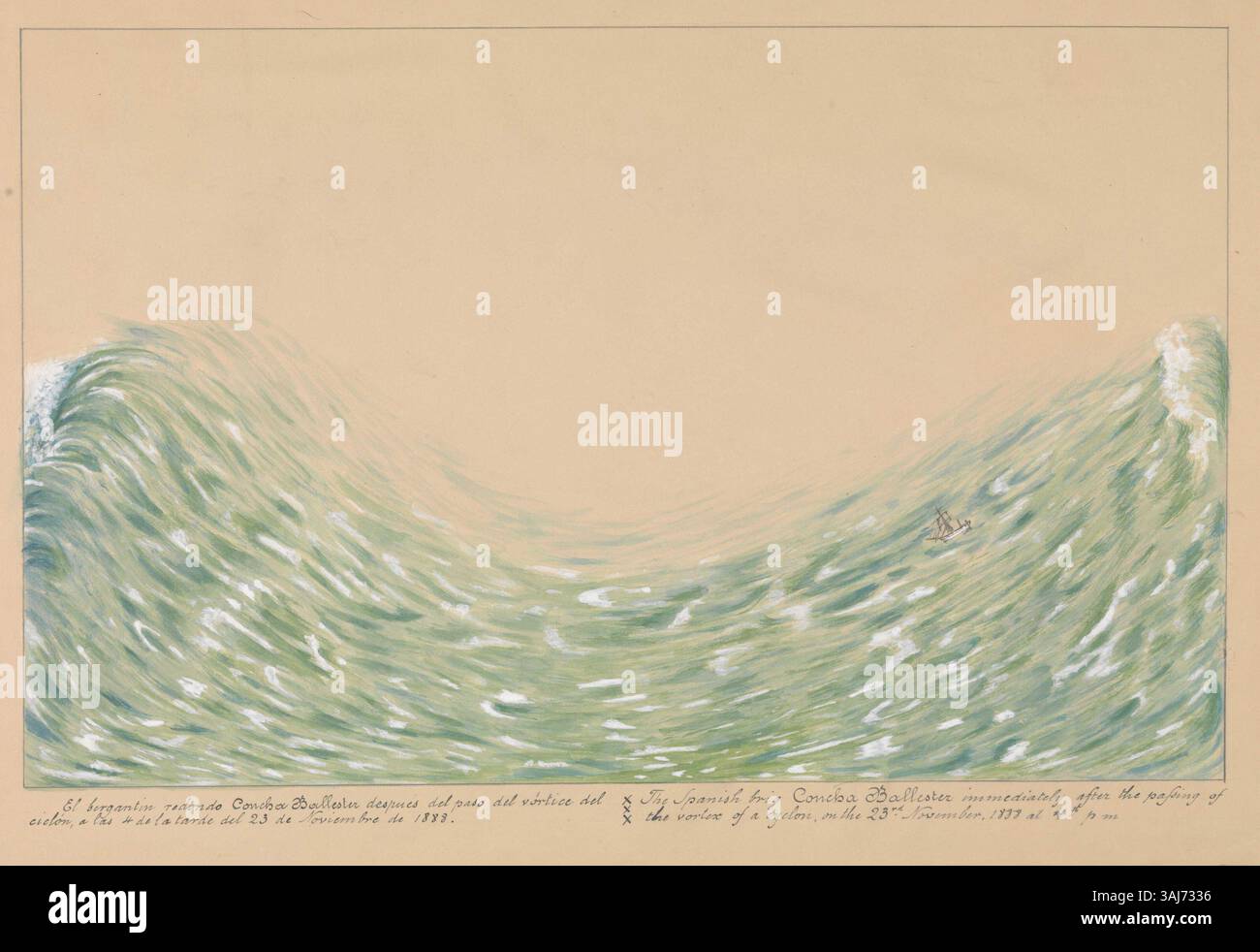 L. Delgado’s 1890 painting depicts the Spanish brig Concha Ballester ...