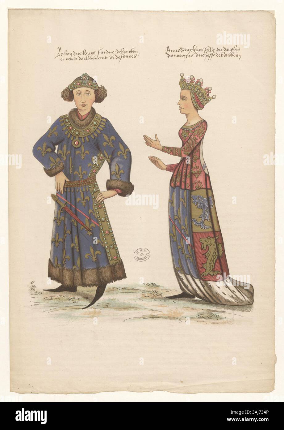 A lithograph from the Boyer collection depicting Louis, Duke of Bourbon ...