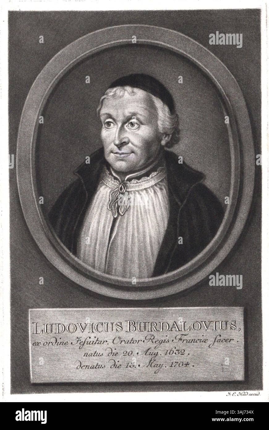 A portrait of Louis Bourdaloue, created by Johann Elias Haid (1739–1809 ...