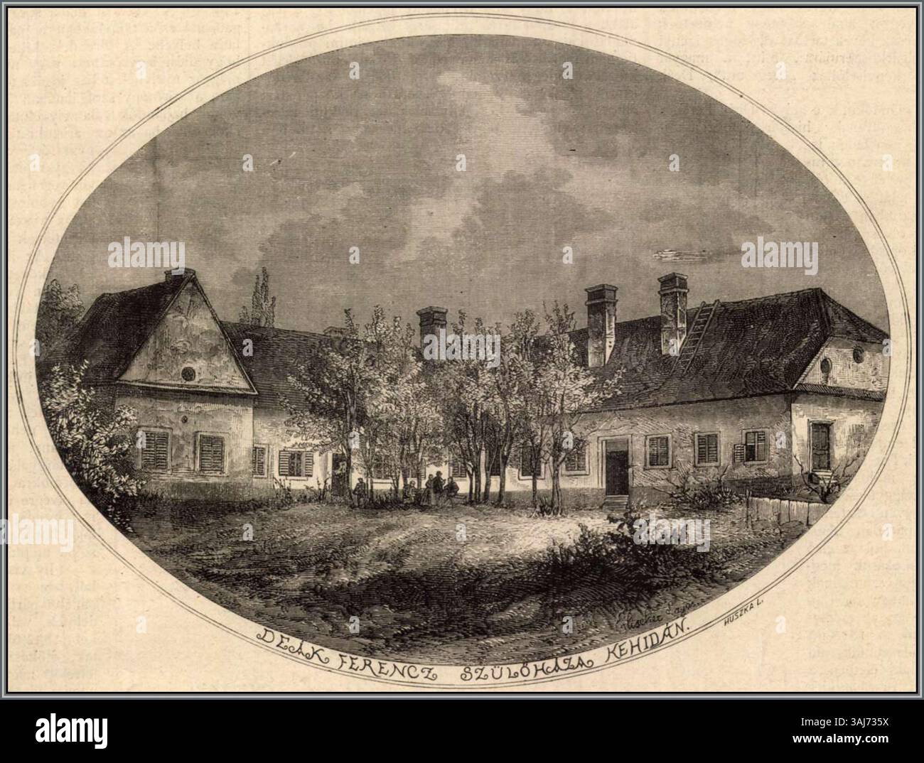 A 1873 painting by Lajos Elischer depicting the birthplace of Hungarian ...