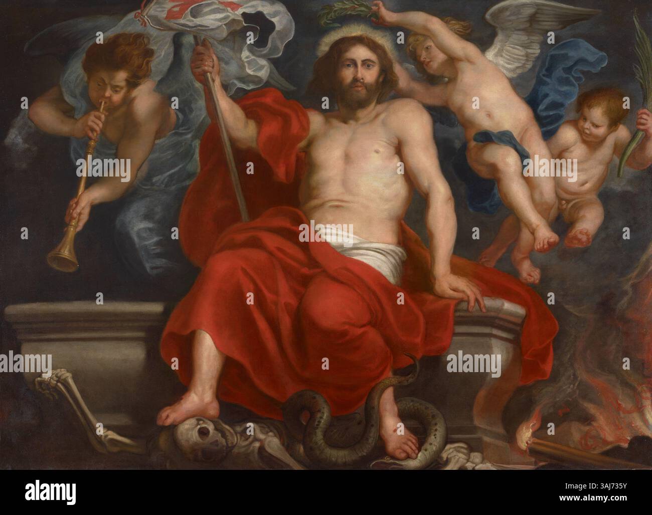 Christ Triumphant Over Sin and Death, a painting by Peter Paul Rubens, circa 1618. The religious ...
