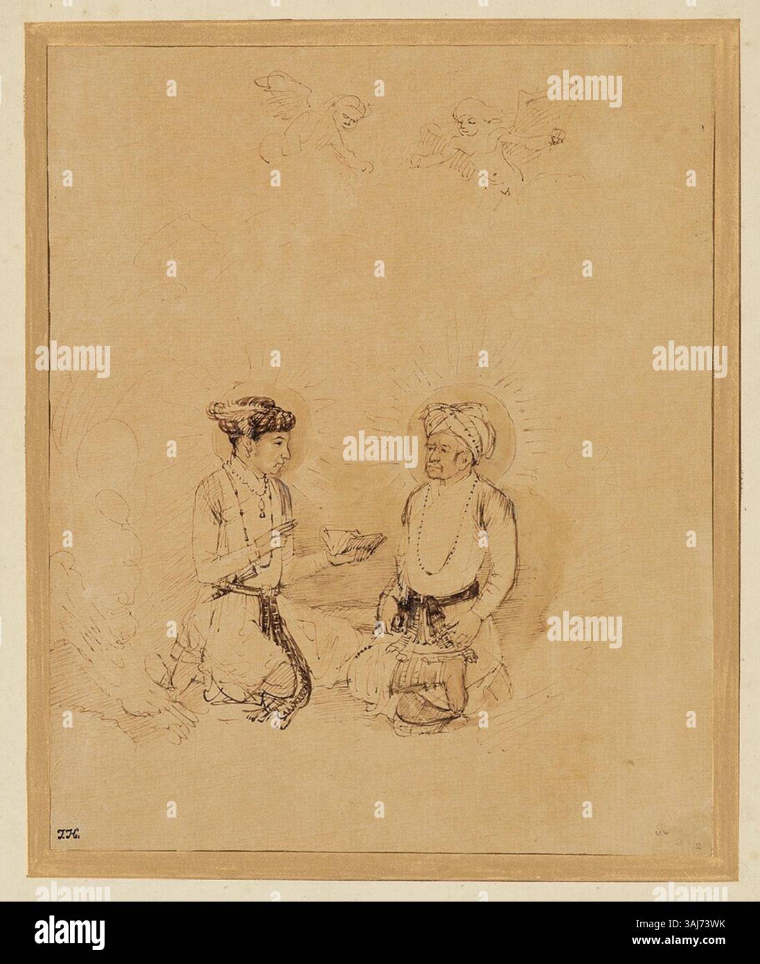 Rembrandt's drawing, The Emperor Akbar and Jahangir in Apotheosis (1656 ...