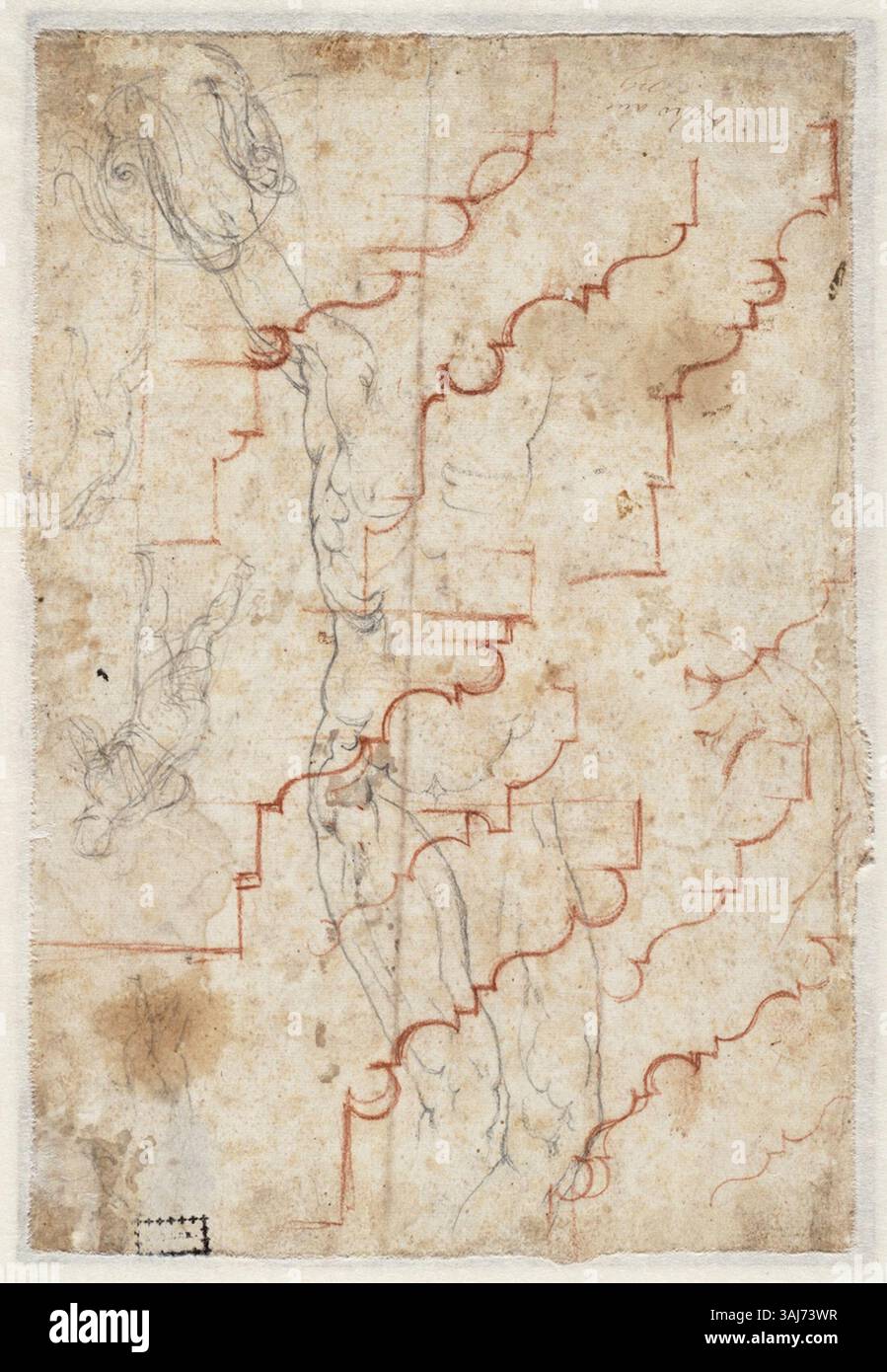 Sketch by Michelangelo of a crucified figure, with accompanying ...