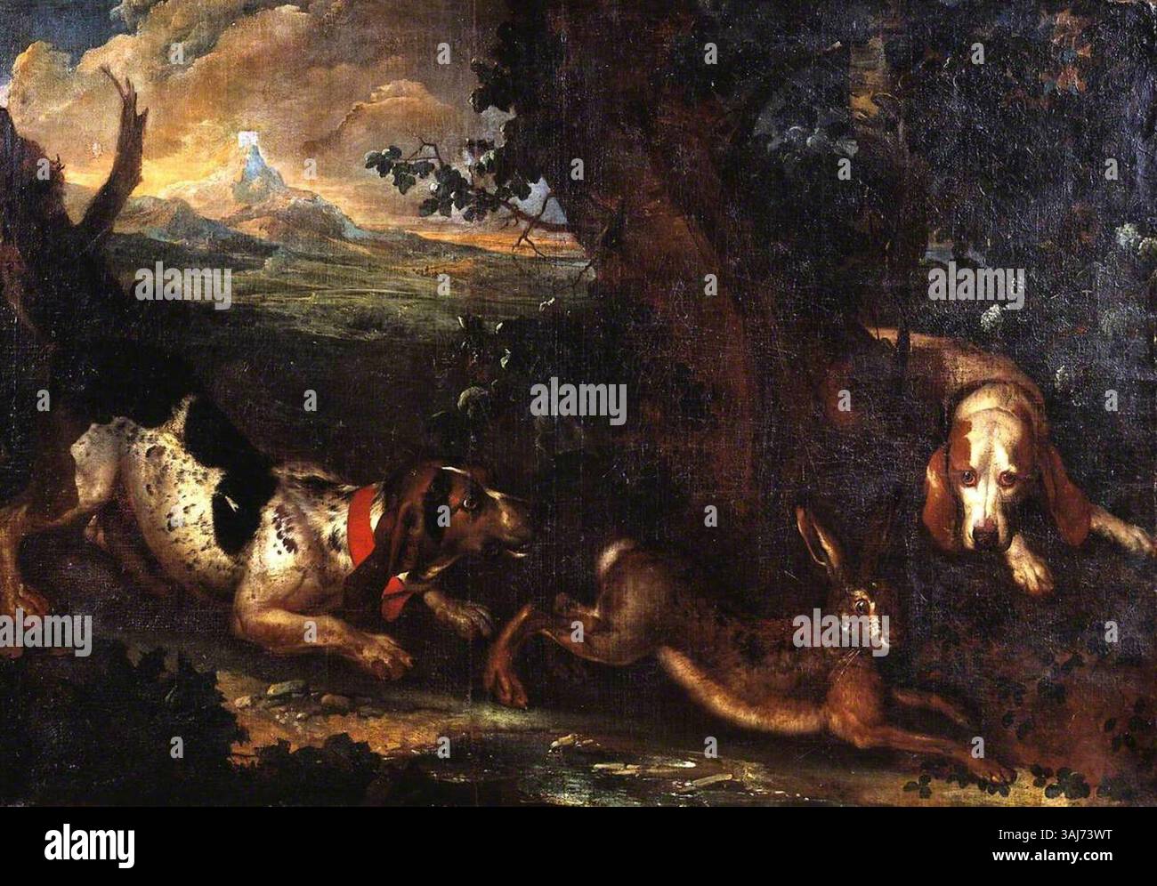 James Hamilton’s circa 1700 painting, 'Two Hounds Chasing a Hare ...