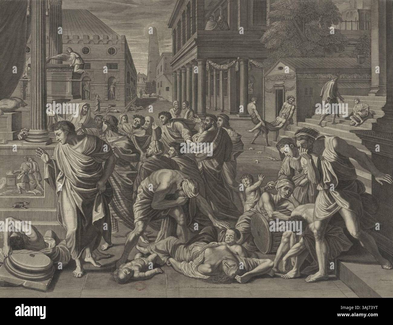 Robert Hecquet's rendition of 'La Peste d'Azoth' (circa 1750) reflects ...