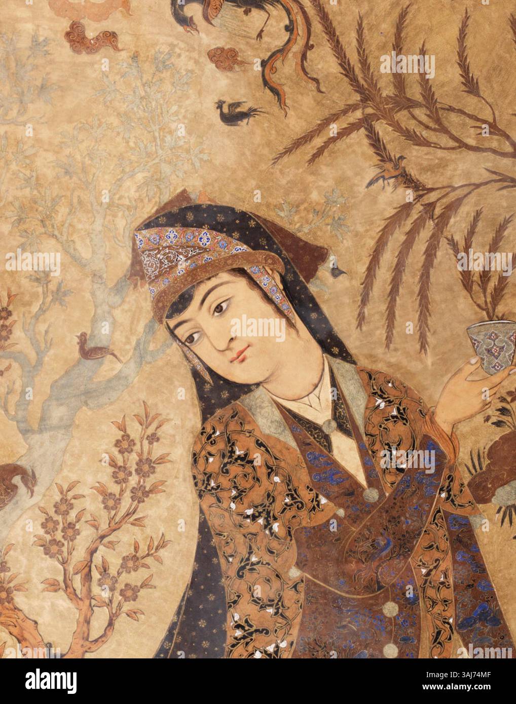 This 1930s Persian painting shows Shirin in a natural landscape ...