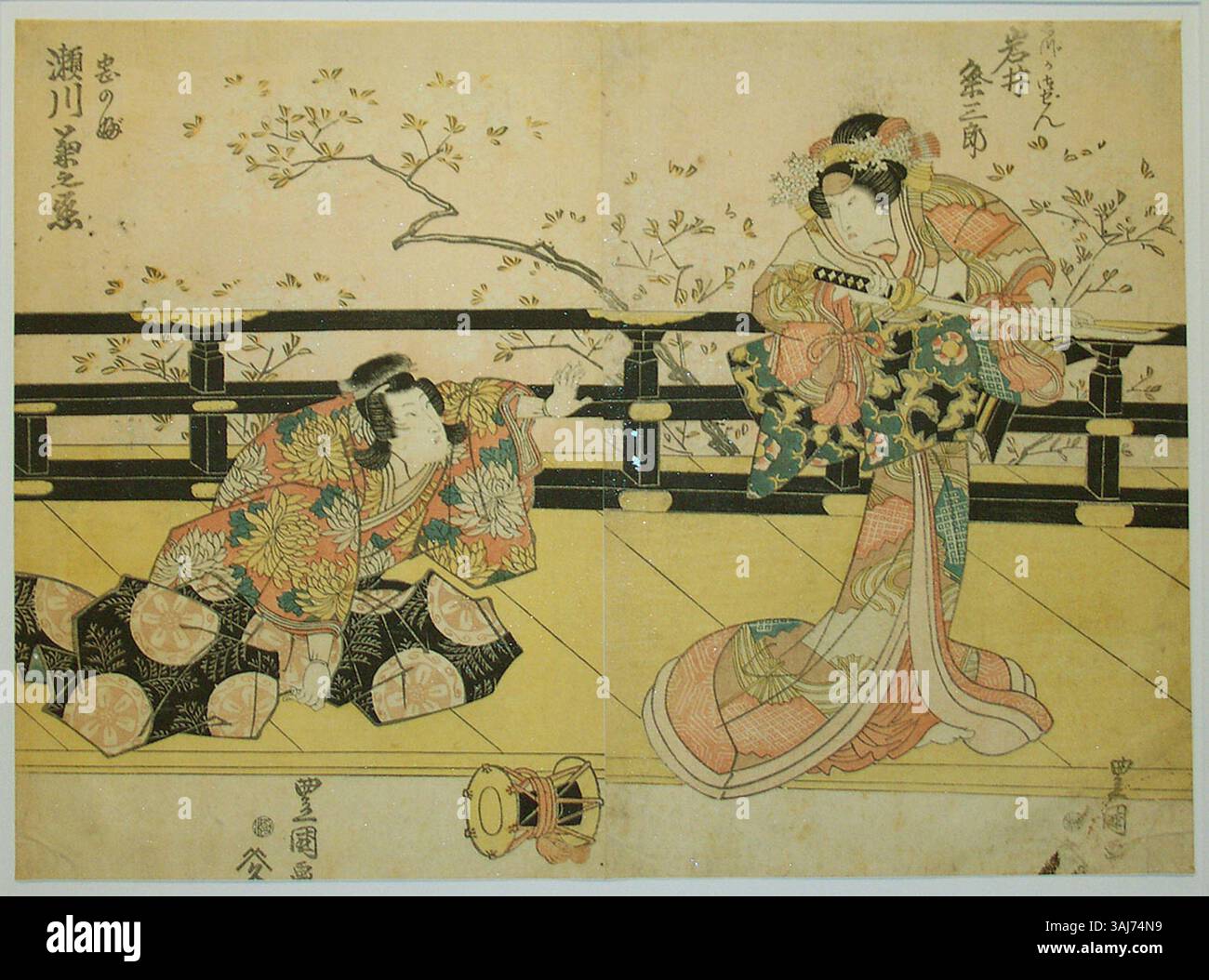 Utagawa Toyokuni I’s 1852 print 'Scene from a Kabuki Play' illustrates ...
