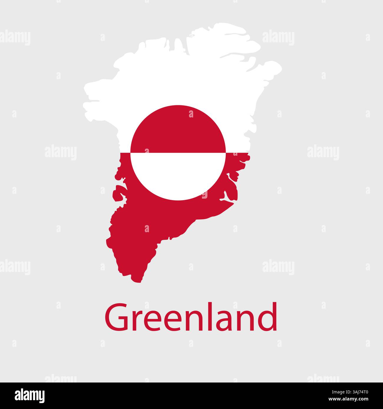 Greenland Map icon. Official vector Greenland map isolated on white in colors of the flag Stock ...