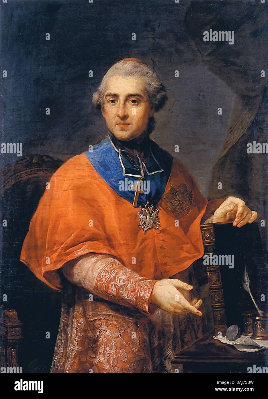 Half-length portrait of Michał Poniatowski holding a book, painted by Marcello Bacciarelli circa ...