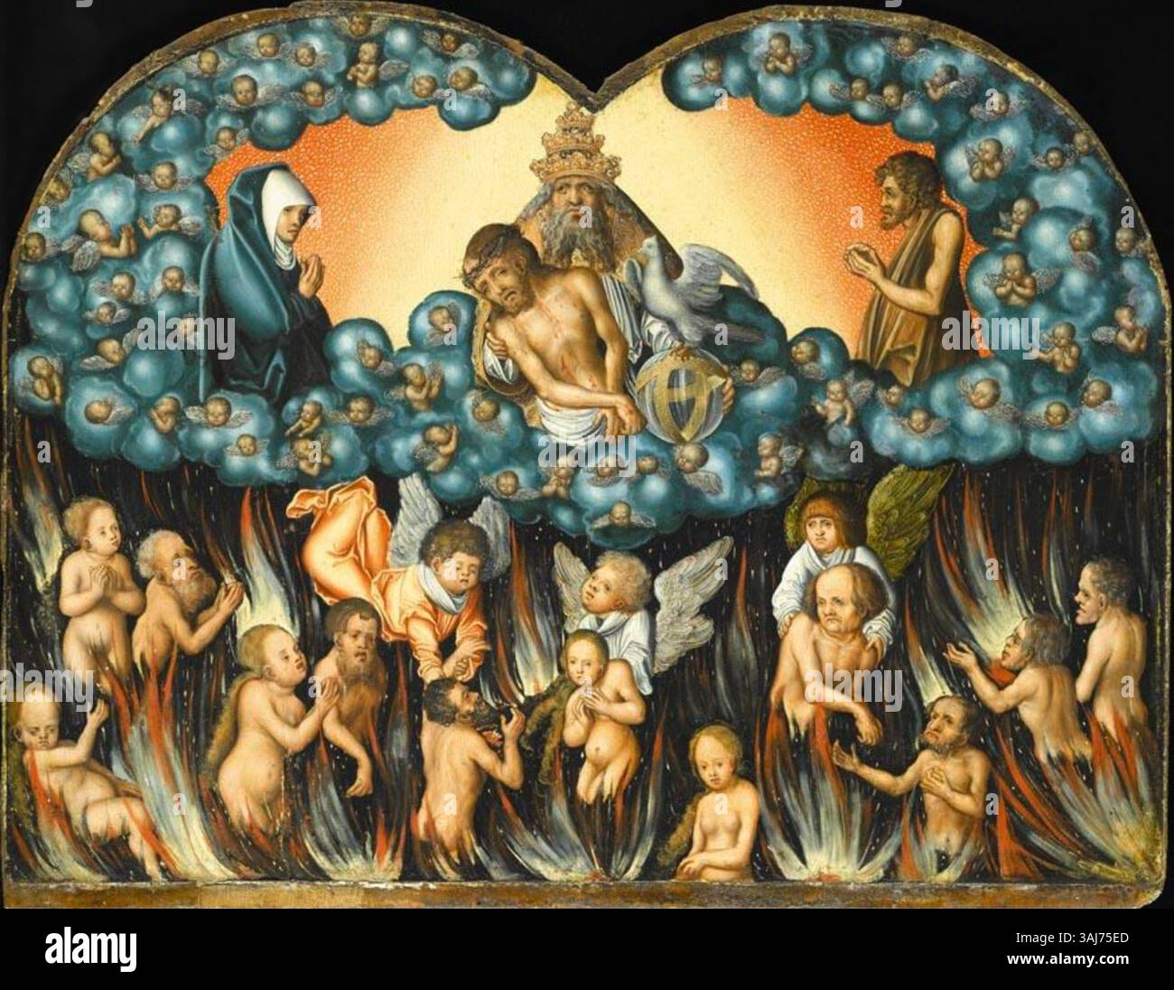 This 1515 work by Lucas Cranach the Elder depicts the Holy Trinity above purgatory. The ...
