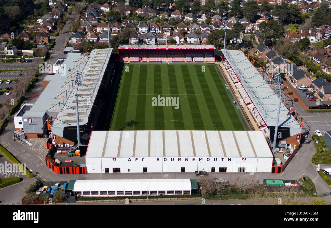 An aerial view of the Vitality Stadium, home of AFC Bournemouth ...
