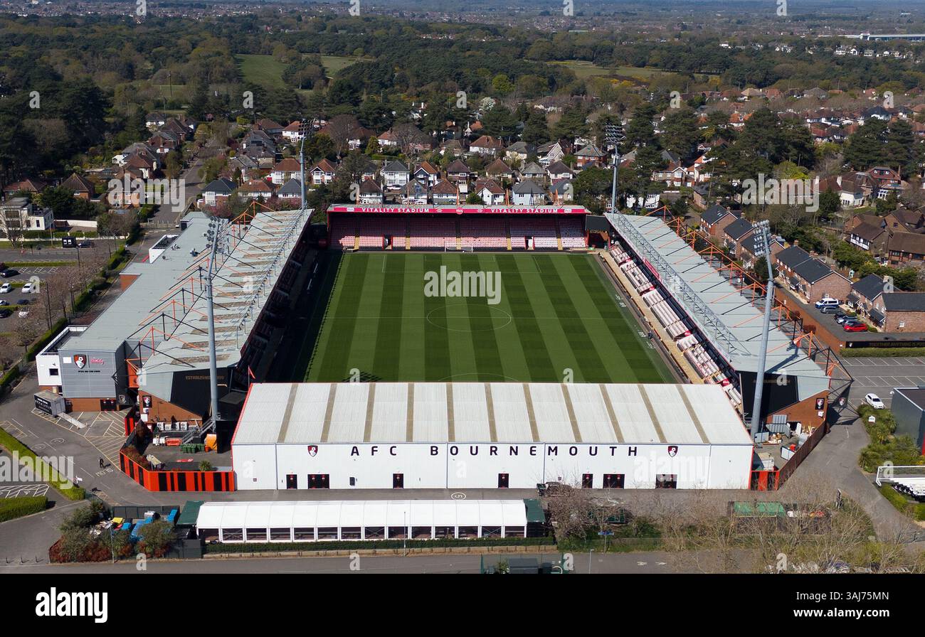 An aerial view of the Vitality Stadium, home of AFC Bournemouth ...