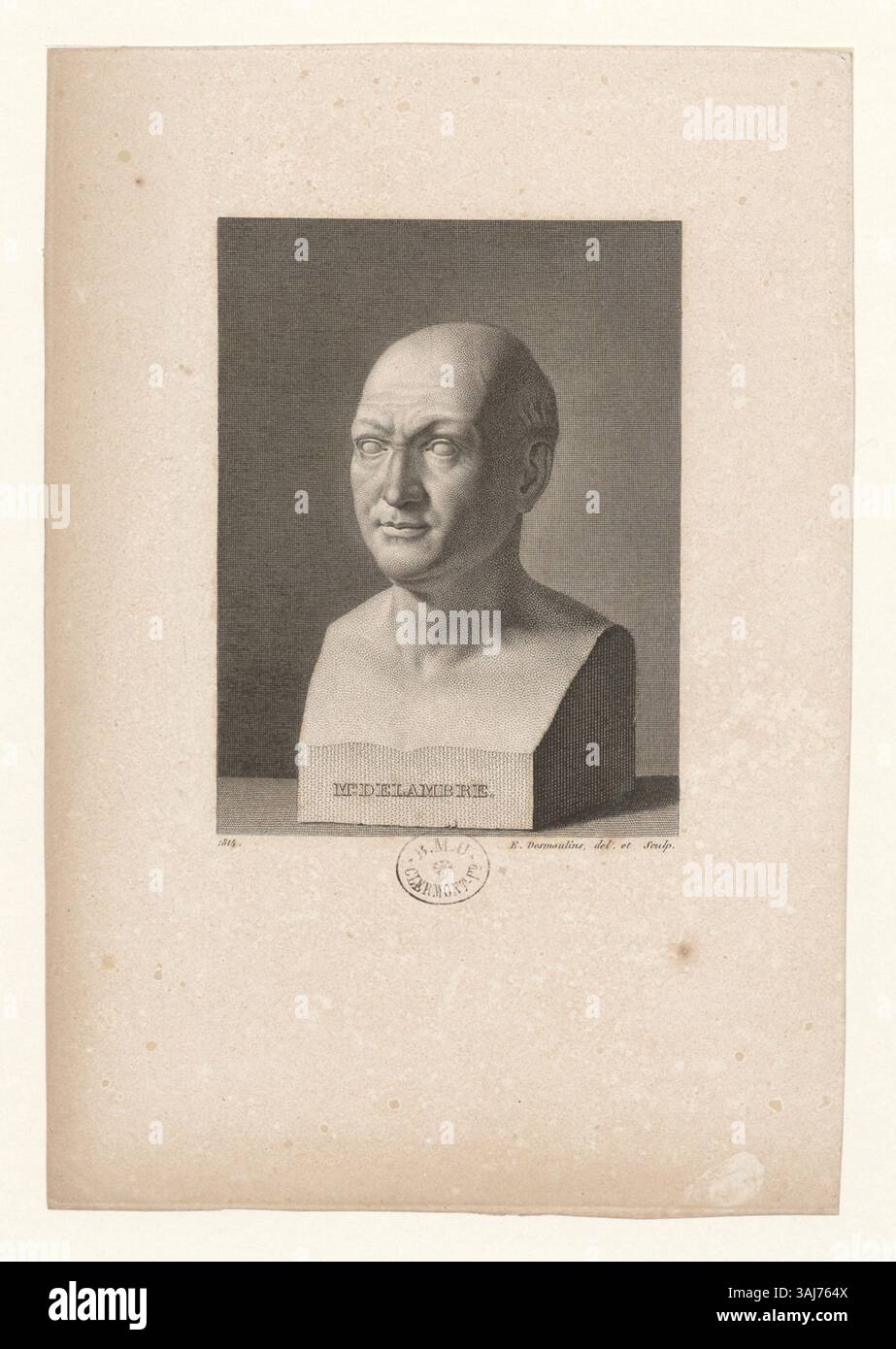 This intaglio print features Jean-Baptiste Joseph Delambre, a renowned ...