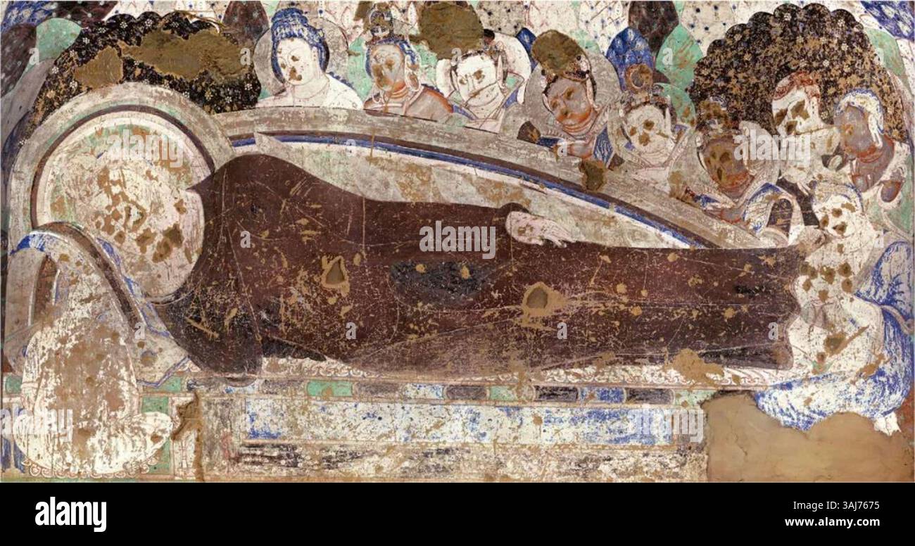 Kizil Cave 38 features a 6th century CE painting of the Parinirvana of ...