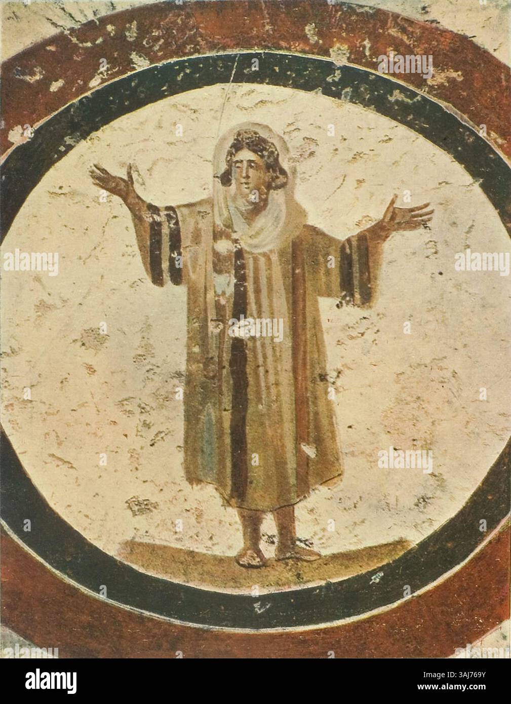 An early Christian fresco from the catacombs of Rome, showing a ...