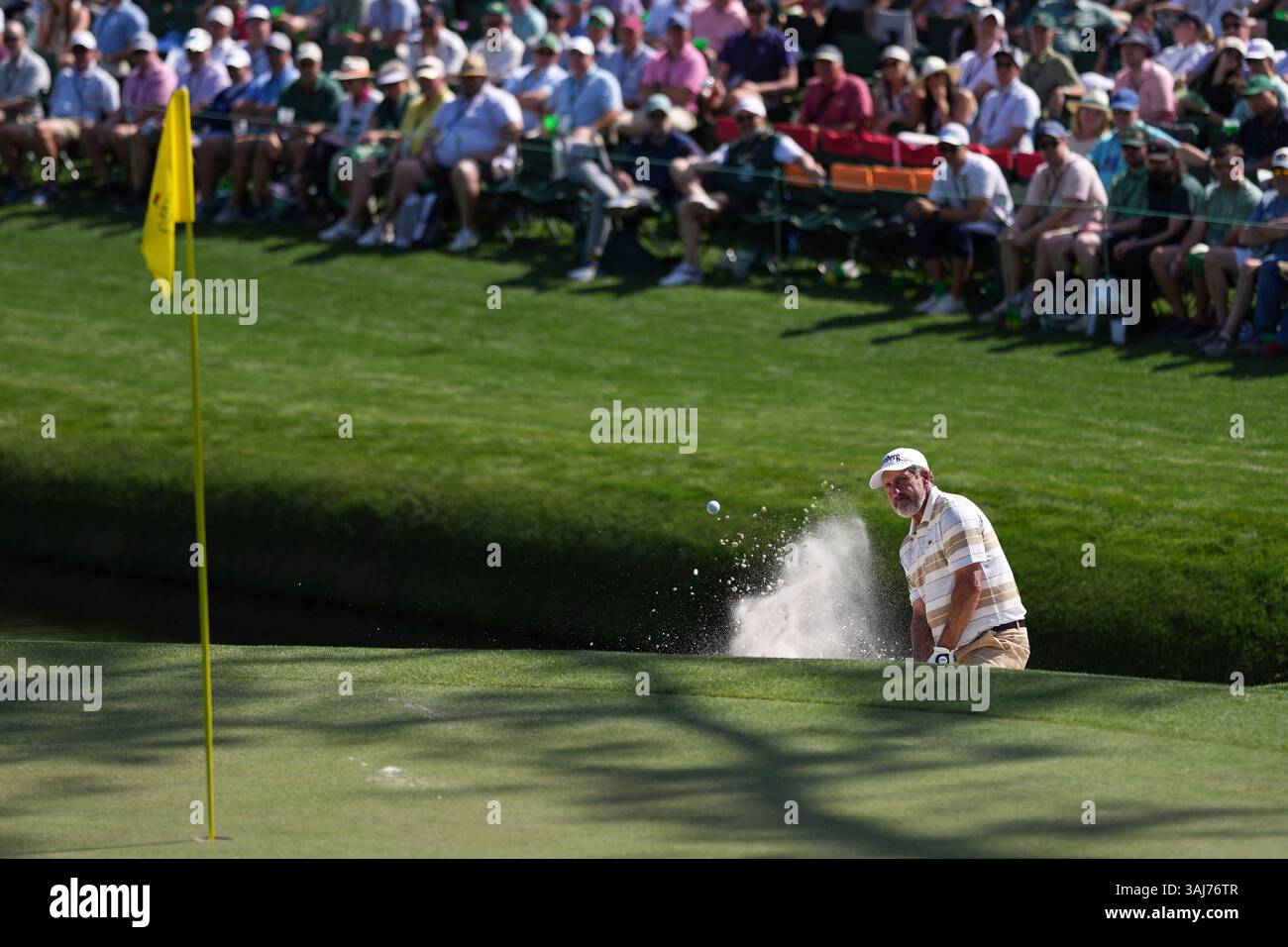 Jose Maria Olazabal, of Spain, hits from the bunker on the 16th hole ...