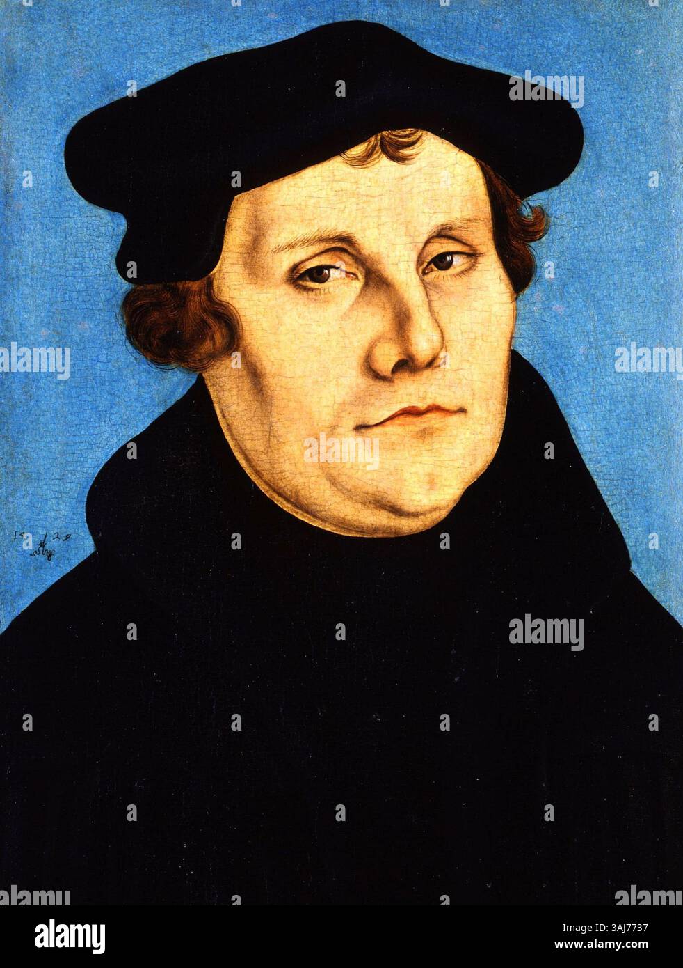 The 1529 portrait of Martin Luther by the workshop of Lucas Cranach the Elder depicts the ...