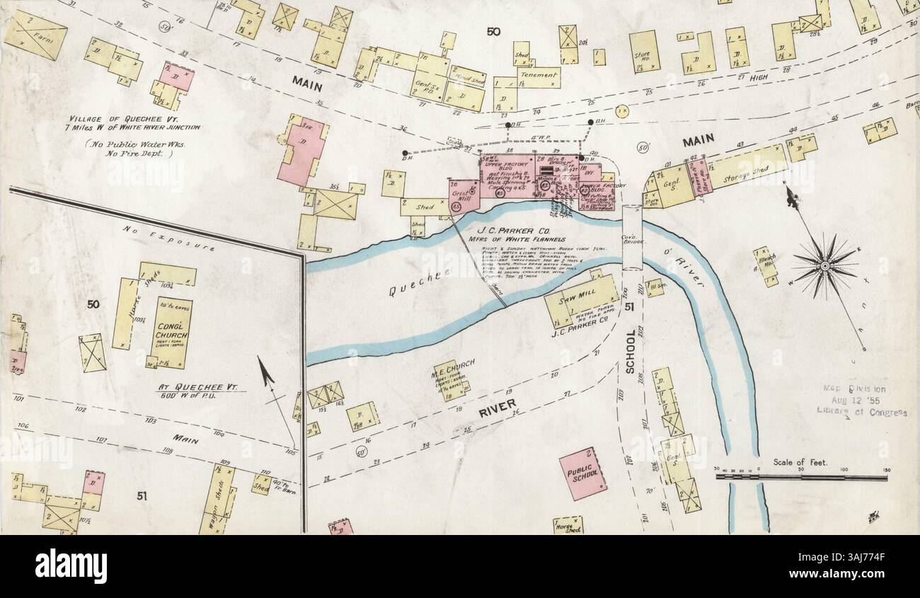 This 1906 Sanborn Fire Insurance Map detail of Quechee, Vermont ...
