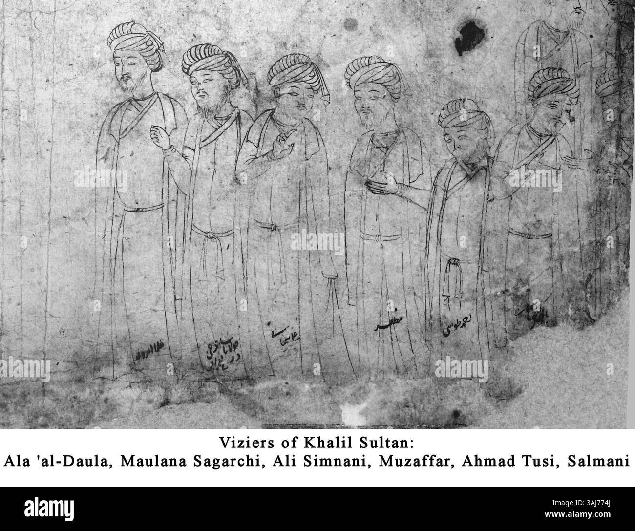 This drawing from the Diez Album portrays the viziers at the court of ...