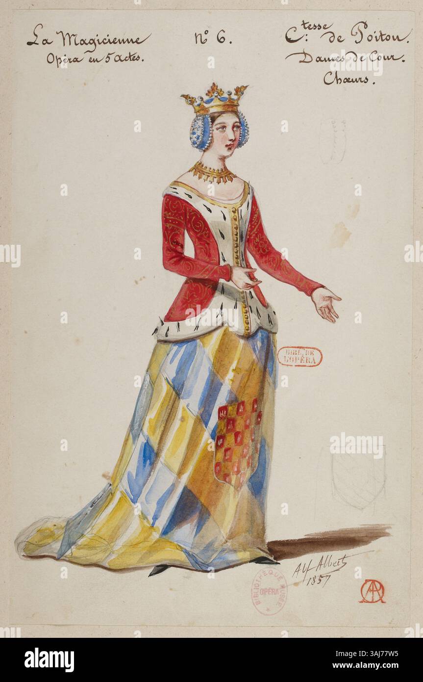 This costume design by Alfred Albert, dated between 1856 and 1858 ...