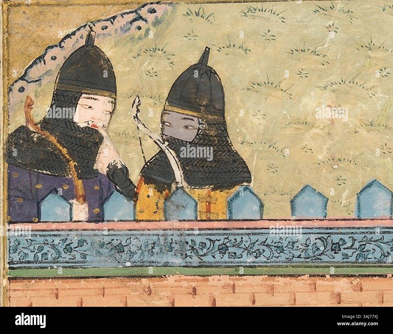 This manuscript illustration from 1401 depicts Jalayirid troops on the ...