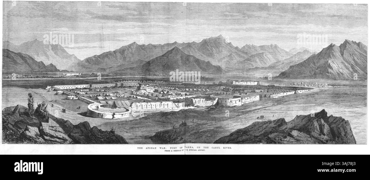 This illustration from 1879 depicts the Fort of Dakka on the Cabul ...