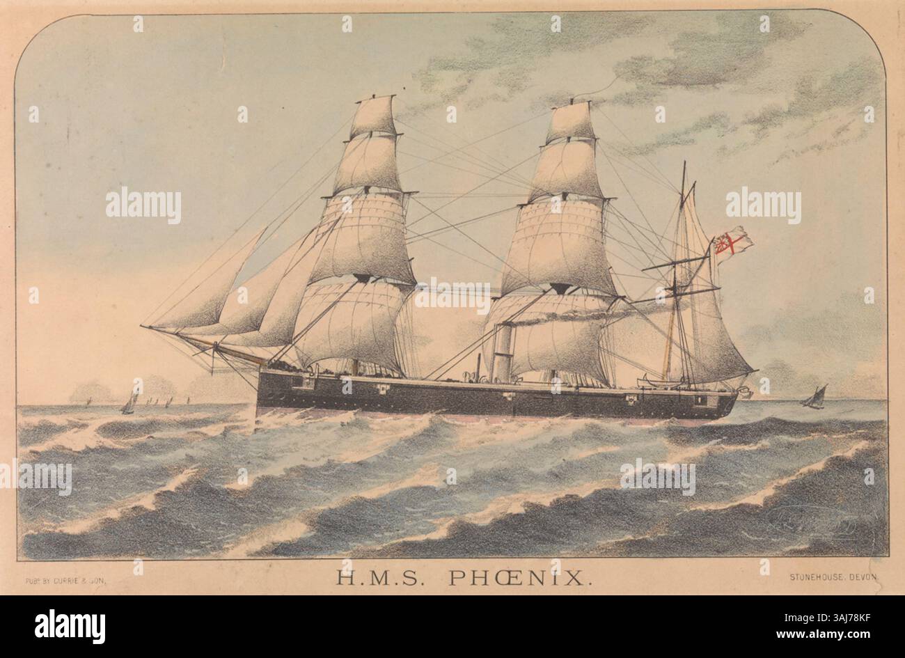A photographic reproduction of the H.M.S. Phoenix, a British warship ...