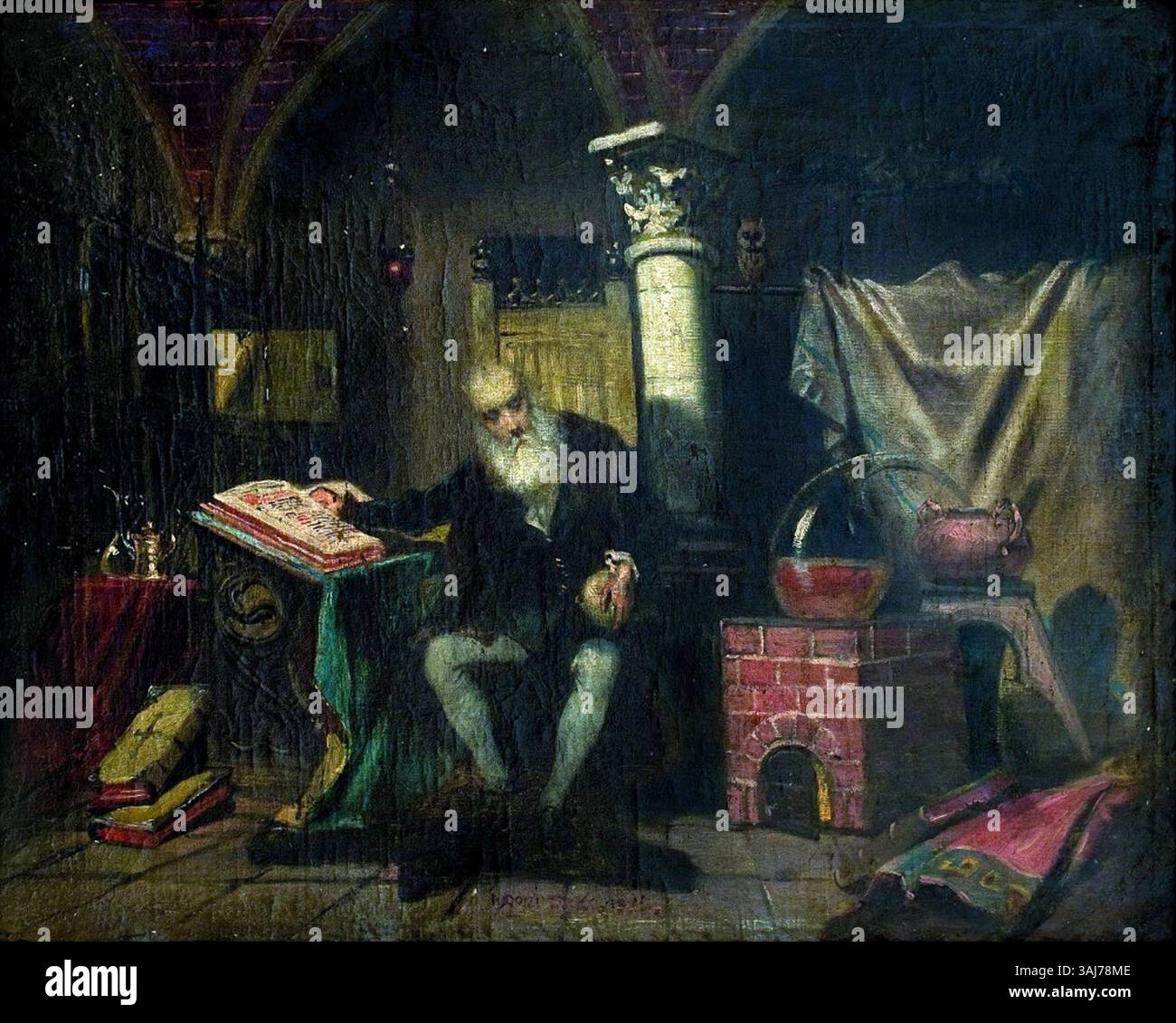 An 1888 oil painting titled 'The Alchemist' by Jan Czesaw Moniuszko ...