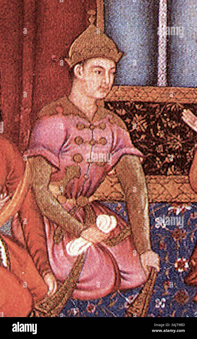 This 1510 portrait of Babur, aged 27, from the Baburnama, shows him as ...