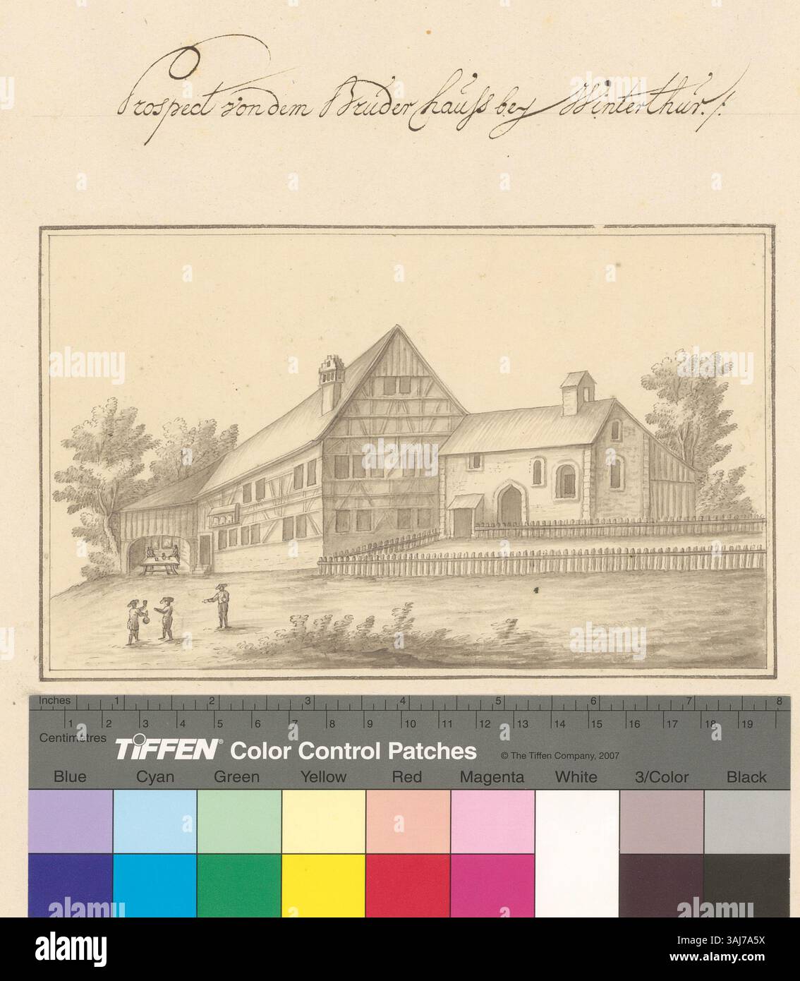 This 1770-1786 drawing, created by J. Kuhn, depicts a view of the ...
