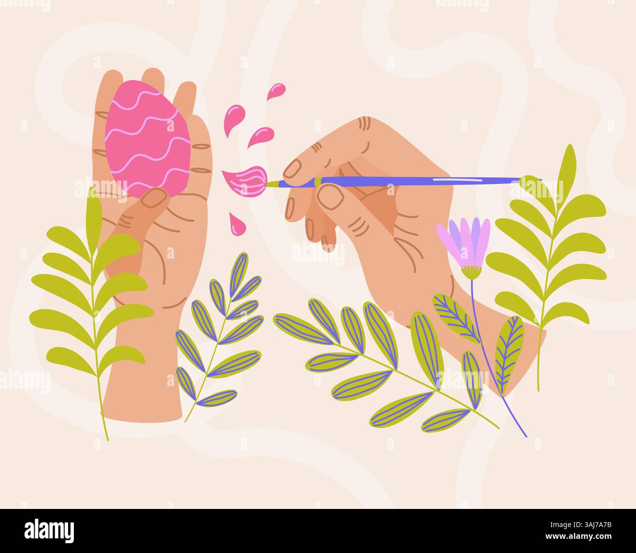 Paint brush pink flowers Stock Vector Images - Alamy