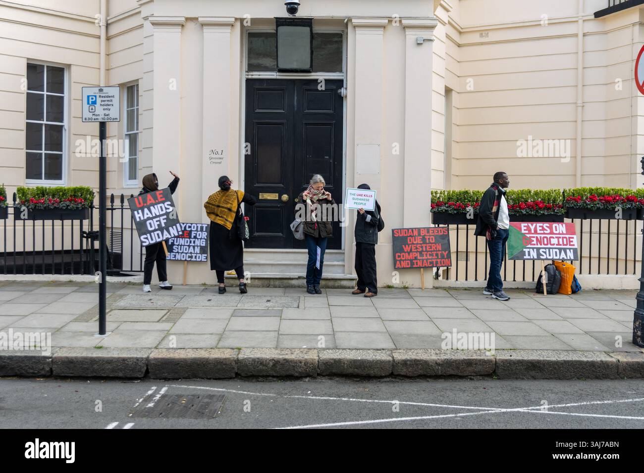 Sudanese Activists gathered outside the UAE embassy and livestreamed the court hearing of Sudan ...