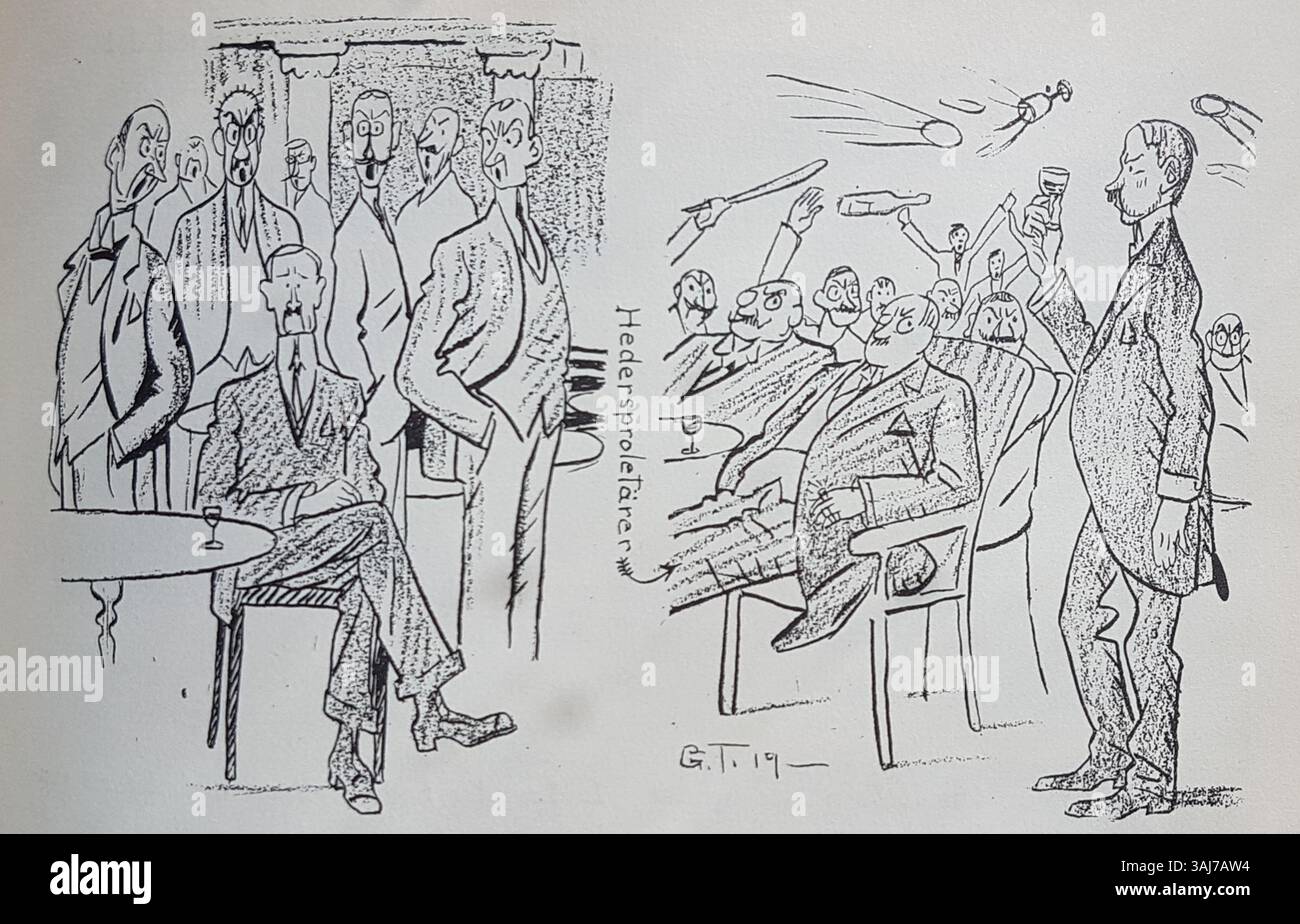 The 1919 cartoon by Gösta Törnquist humorously depicts unnamed Swedish ...