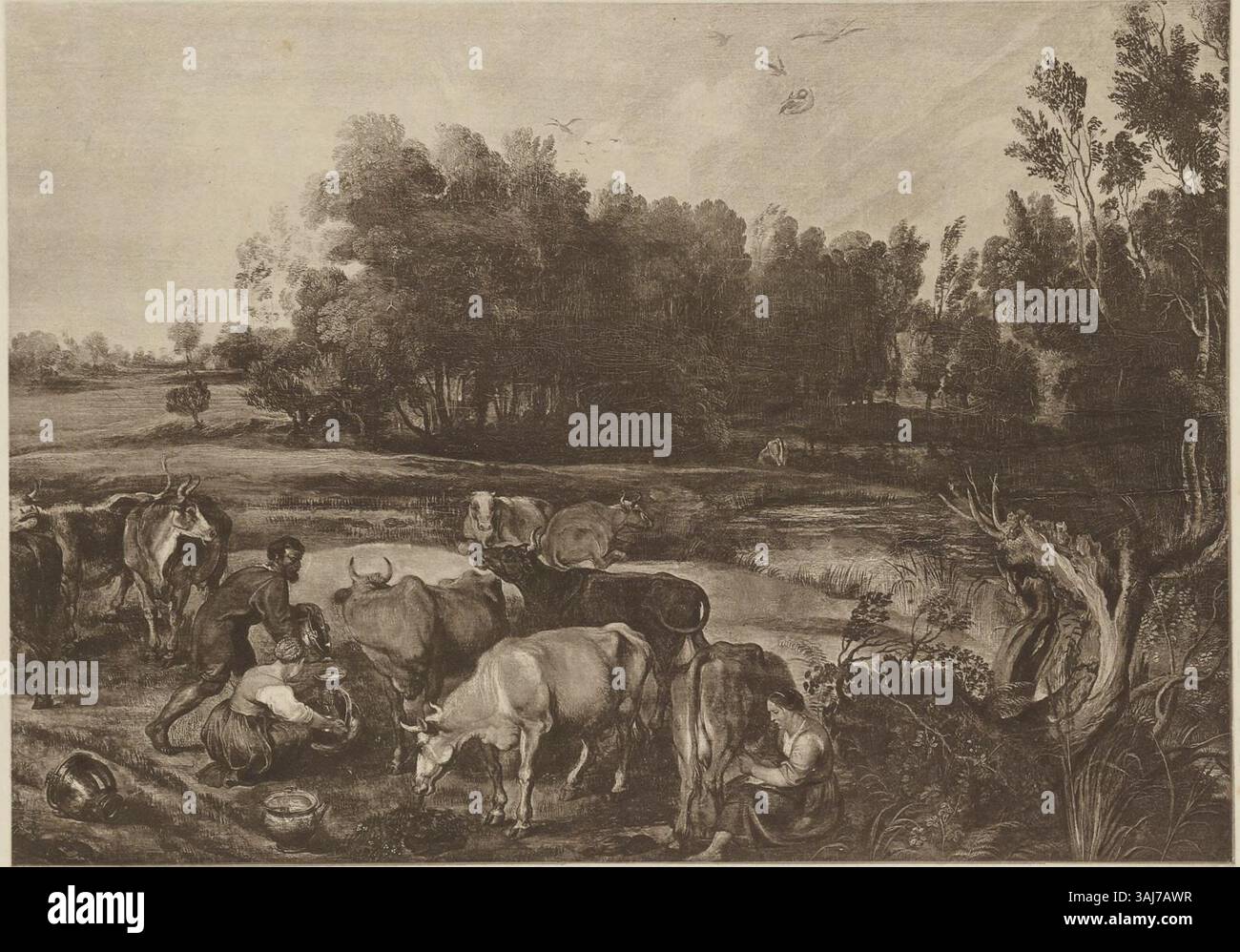 After Peter Paul Rubens, this 1640 landscape painting depicts cattle in ...