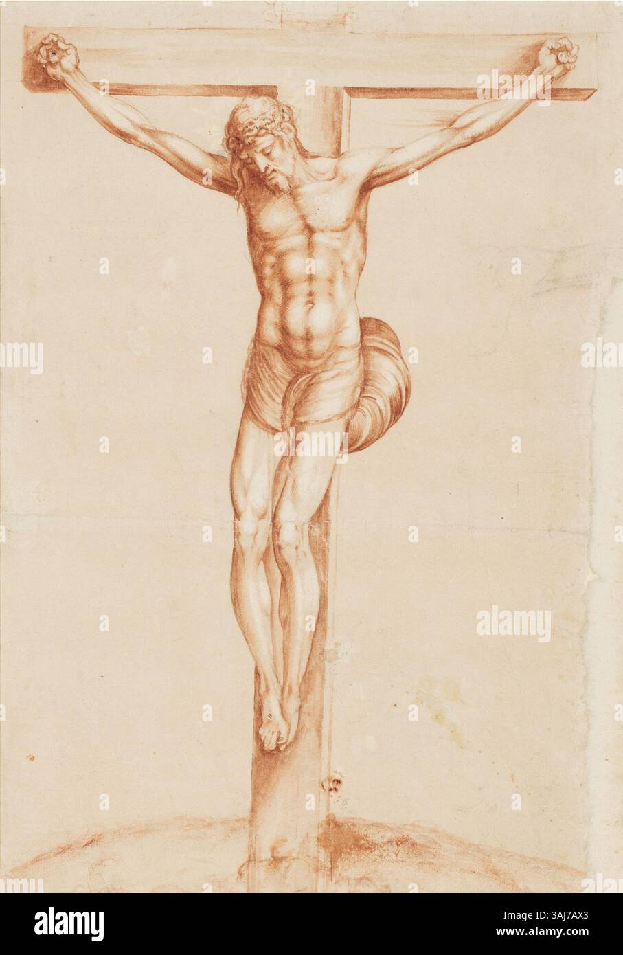 The 'Christ on the Cross' attributed to Alonso Berruguete is a powerful drawing from the early ...