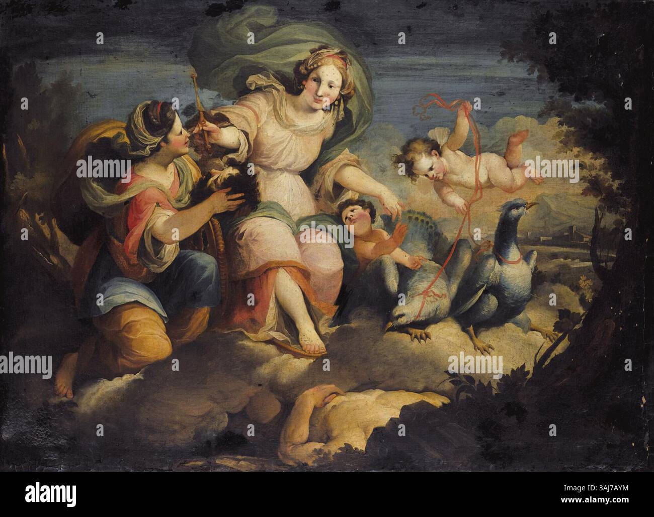 'The Head of Argus presented to Juno,' an 18th-century oil painting by ...