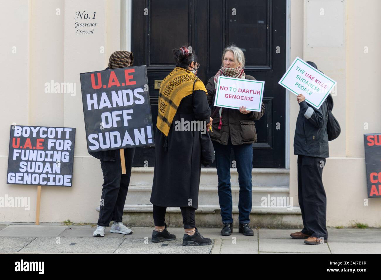 Sudanese Activists gathered outside the UAE embassy and livestreamed the court hearing of Sudan ...