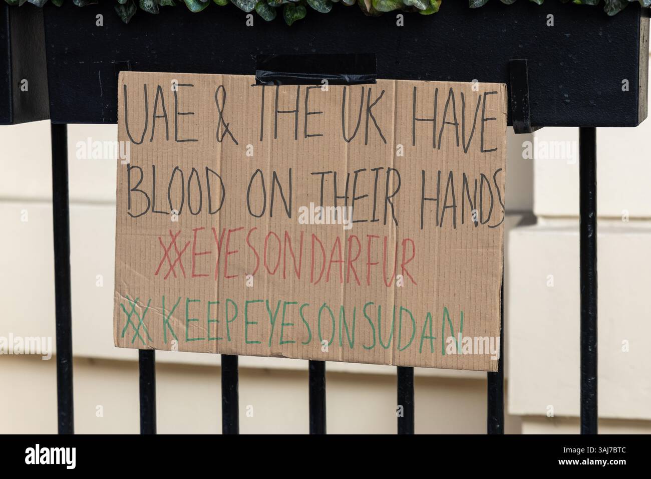 Sudanese Activists gathered outside the UAE embassy and livestreamed the court hearing of Sudan ...