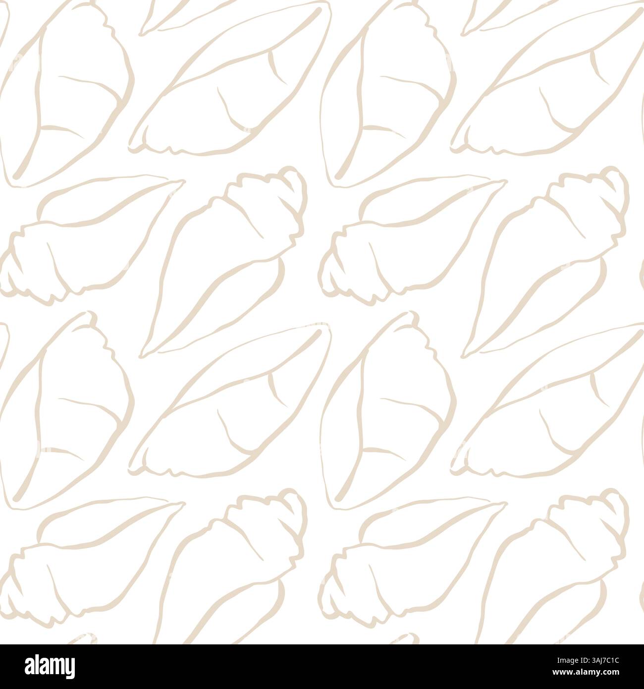 Hand drawn sea shells beige sandy seamless pattern in doodle sketchy ...