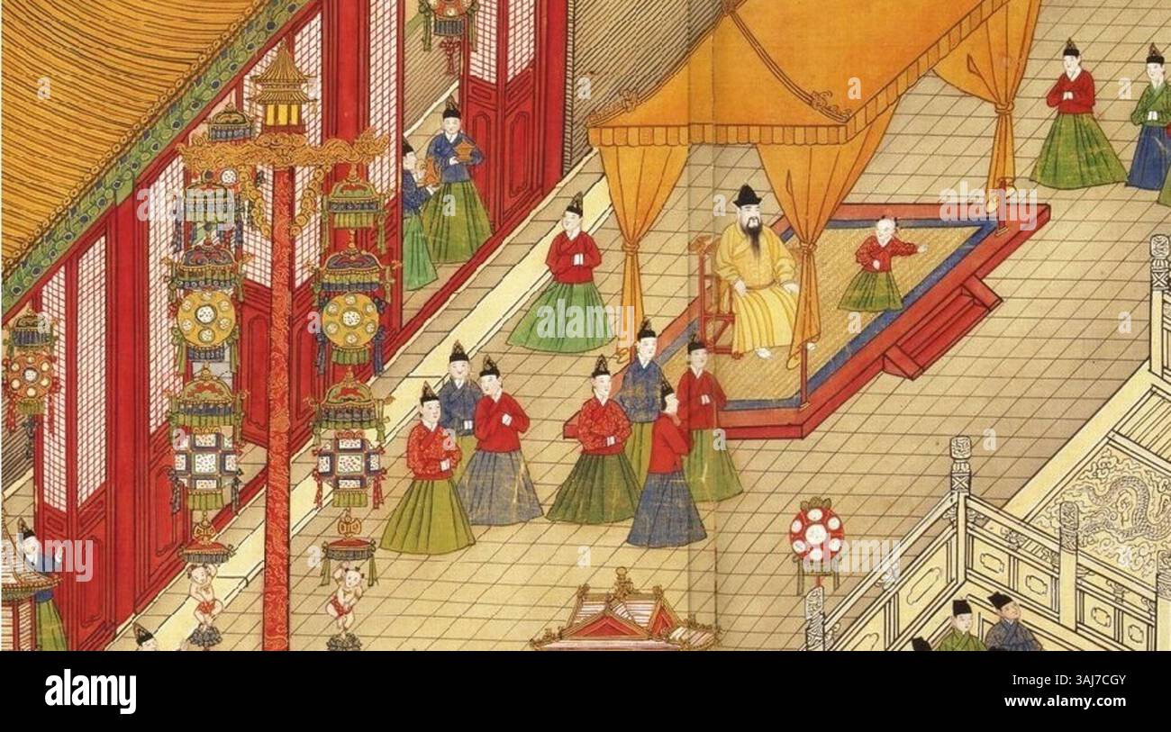 A 1485 painting depicting Ming Emperor Xianzong enjoying the Lantern ...
