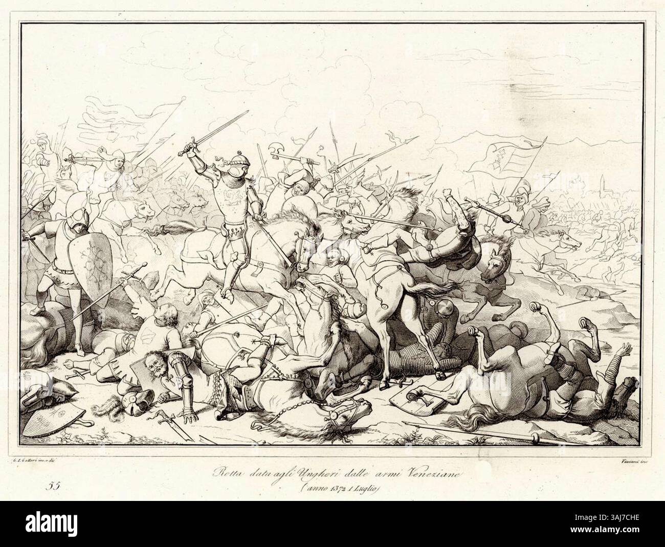 This artwork depicts the Venetians' defeat of the Hungarians in 1372 ...