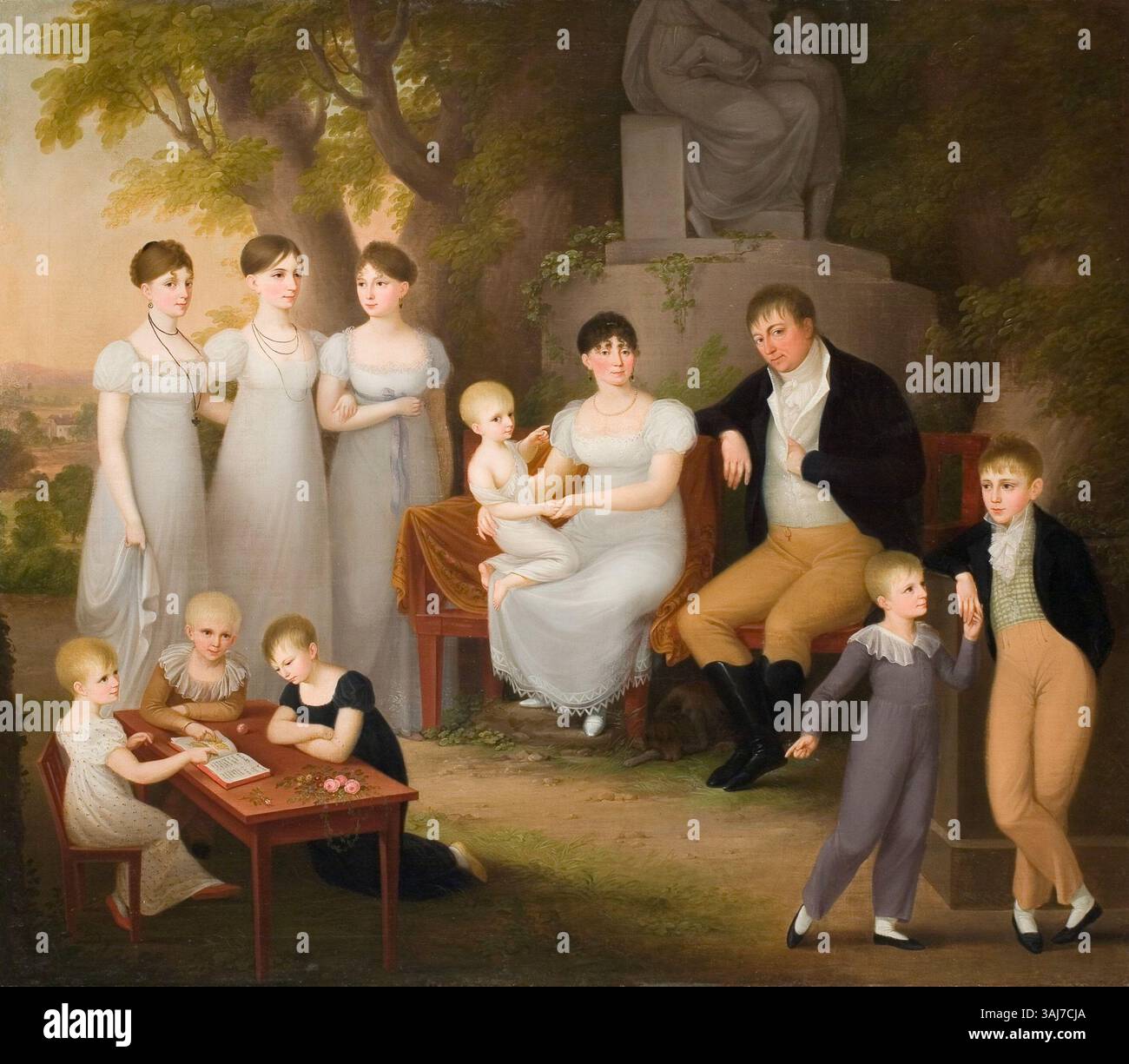 A 1810 family portrait in the park, attributed to Susanne (Suzette ...