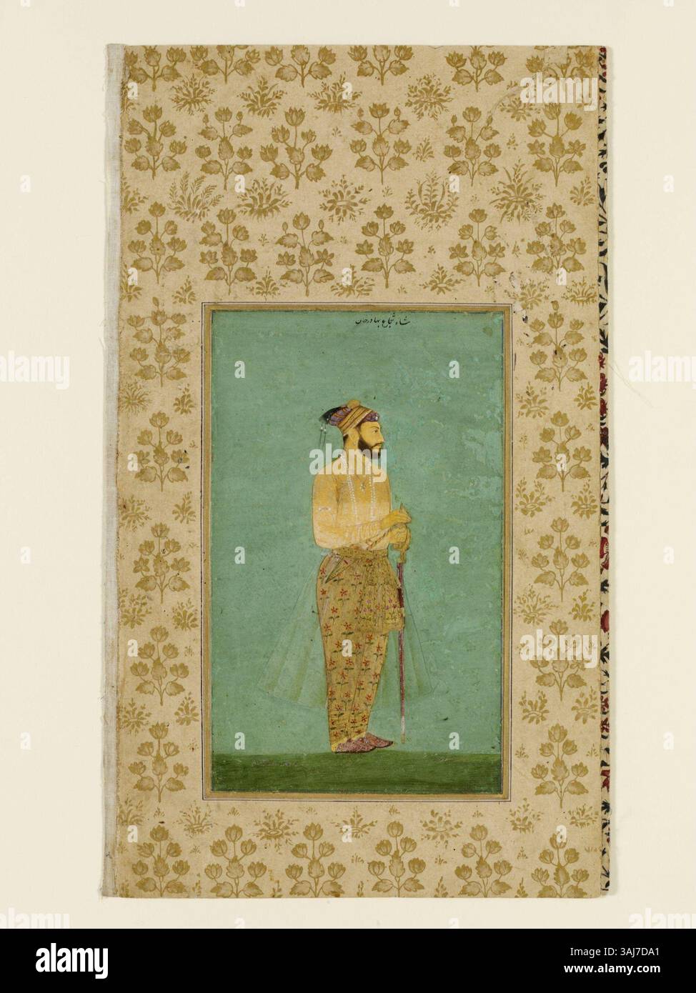 Opaque watercolor and gold painting of Shah Shuja Bahadur Khan, the second son of Emperor Shah ...