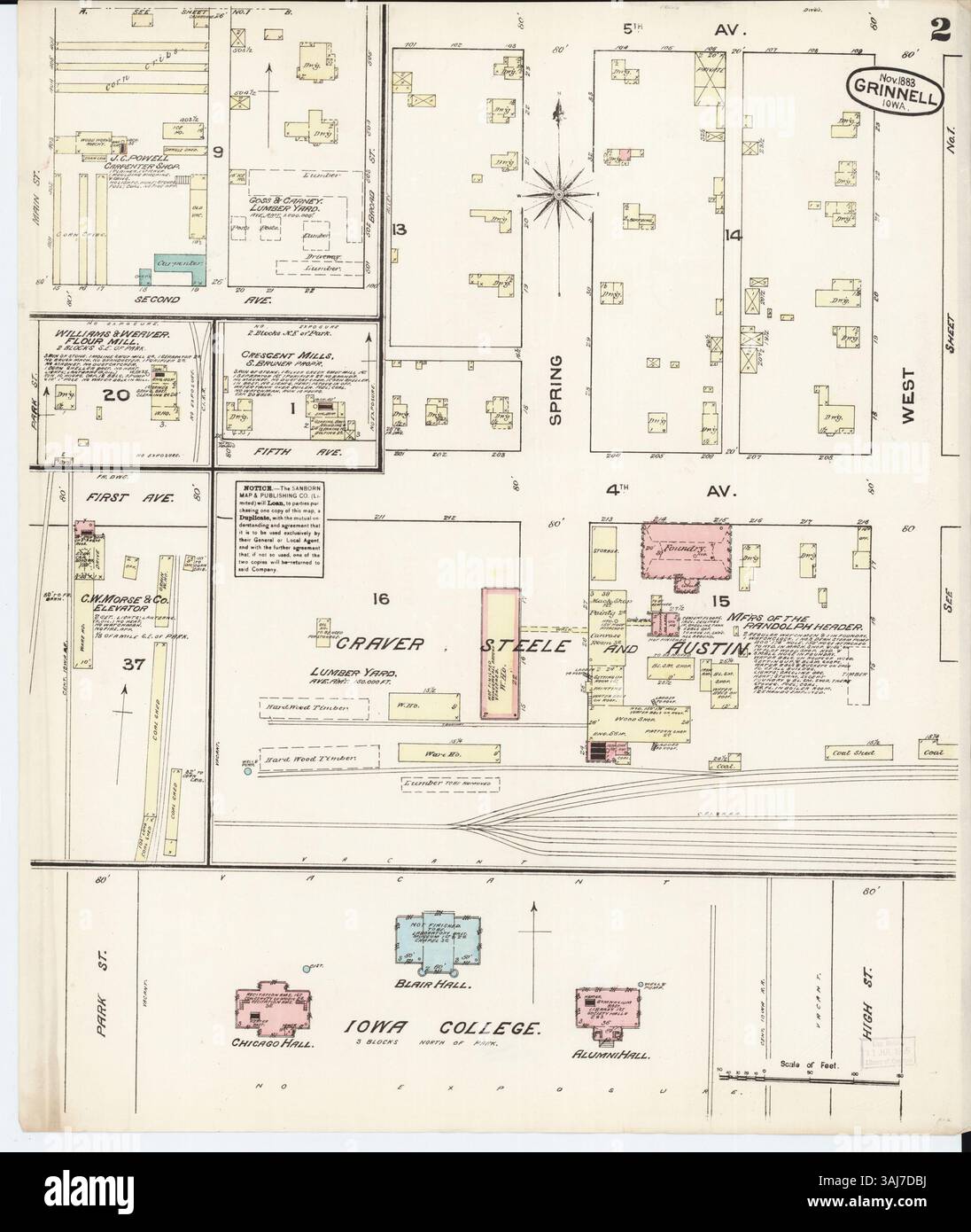 Sanborn Fire Insurance Map from Grinnell, Poweshiek County, Iowa, dated ...
