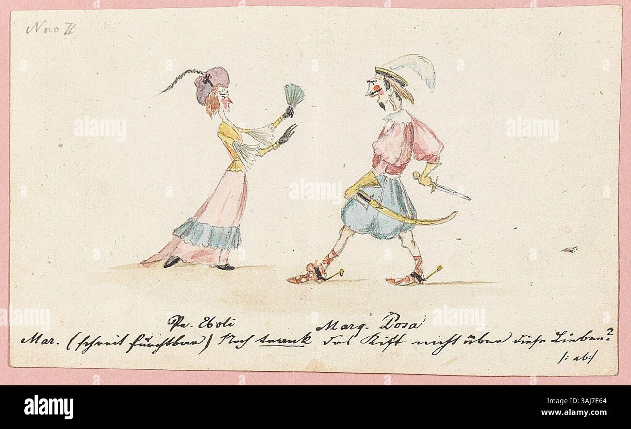 An anonymous 1840s sketch of a theater scene from the opera 'Don Carlos ...