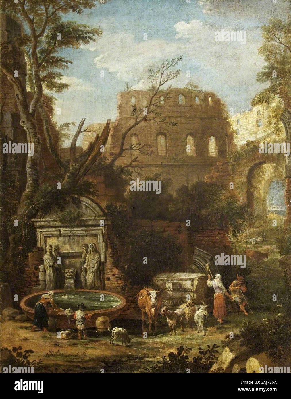 This landscape painting, attributed to the Italo-Flemish School ...