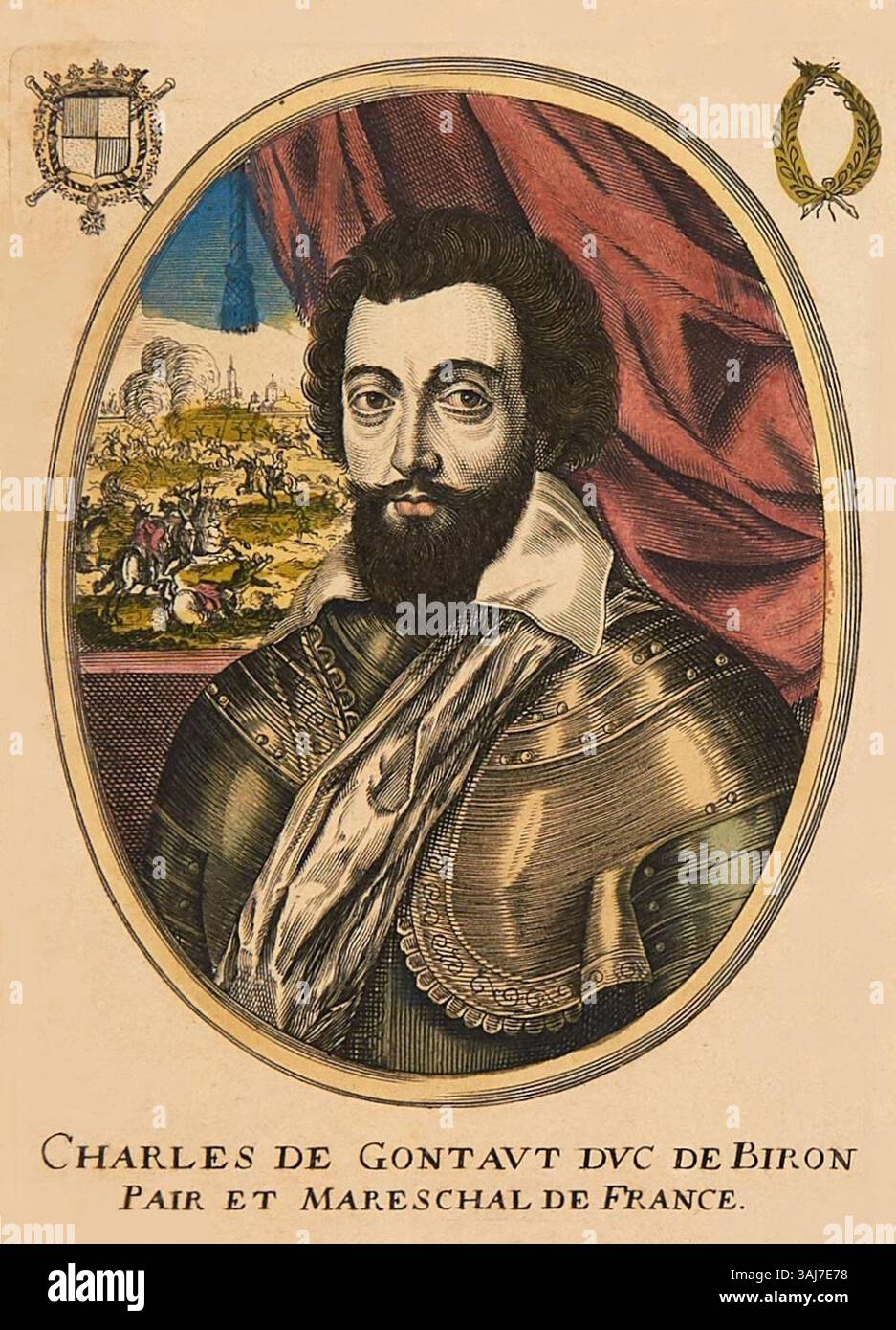 This 17th-century portrait engraving depicts Charles de Gontaut, Duke ...