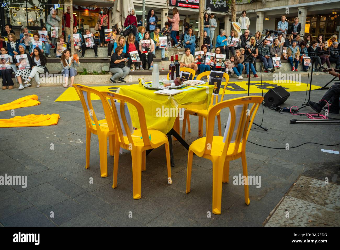 Haifa, Israel - April 09, 2025: Symbolic Passover Seder table, Crowd ...
