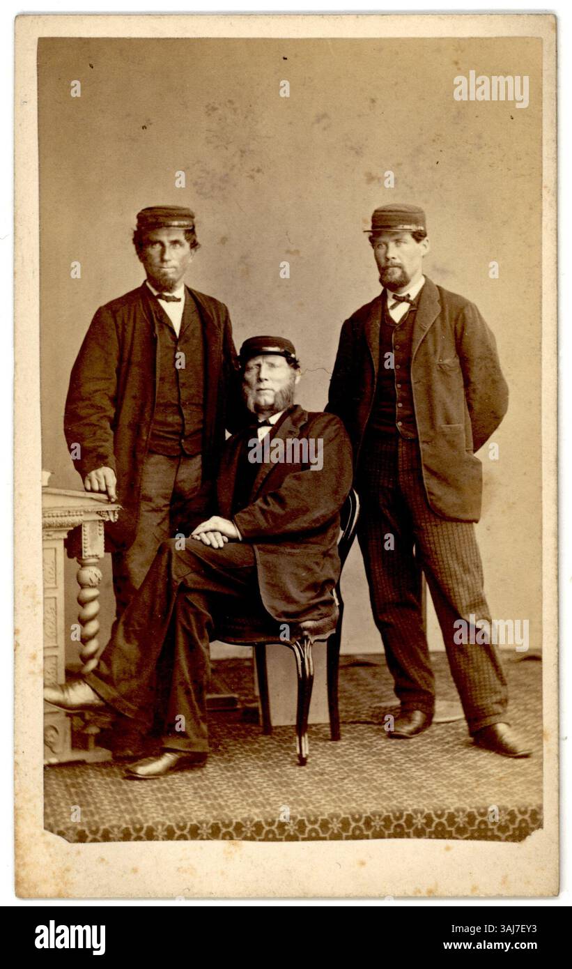 Photograph by Negretti & Zambra showing three men wearing hats, taken ...